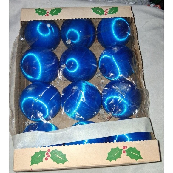 Holiday | Vintage Satinsheen Blue Christmas Ornaments Set Of 12 In ...